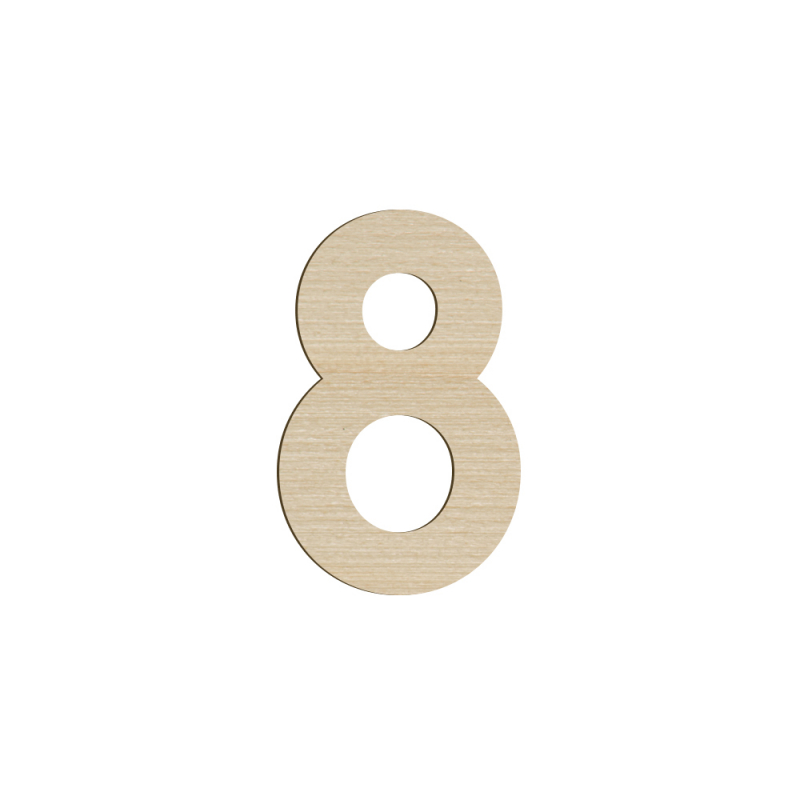 chiffre 8 en bois, chiffre décoratif en bois, nombre 8
