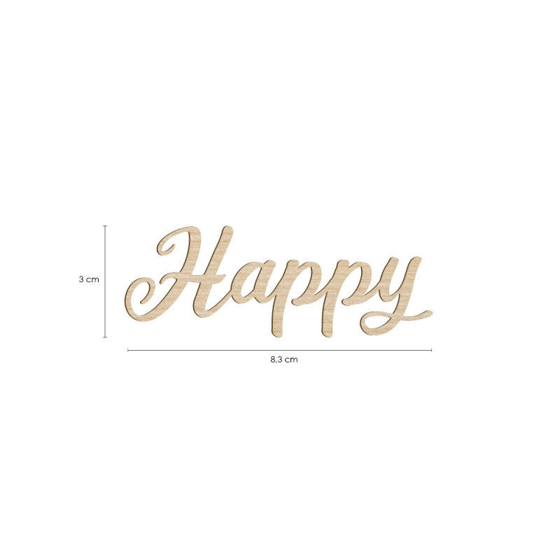 Mot happy en bois, mot en bois décoratif